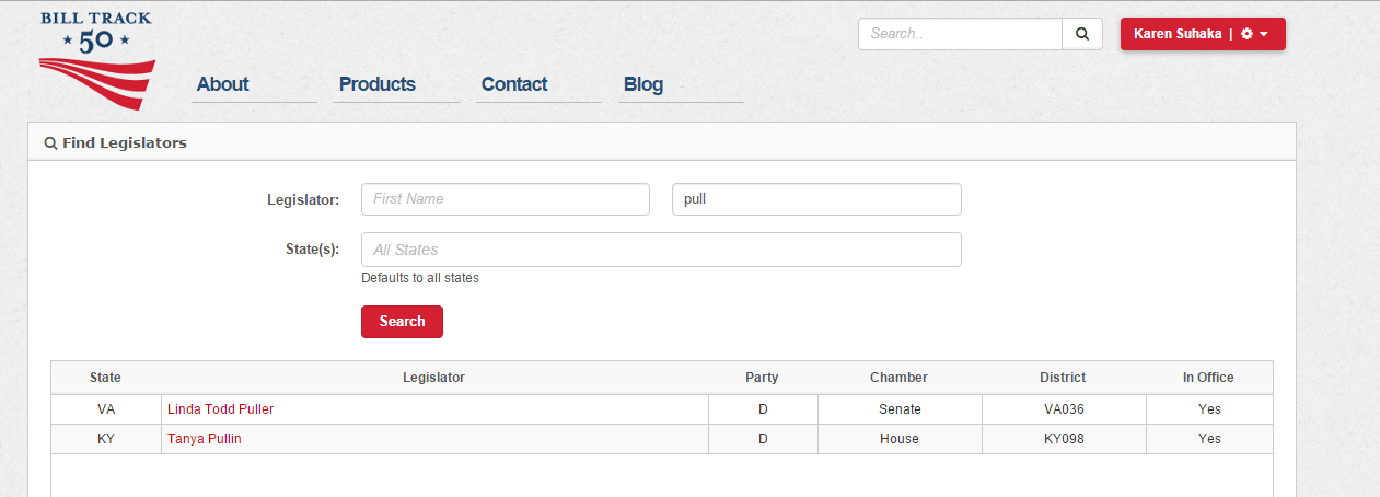Search for Legislators by Name | BillTrack50